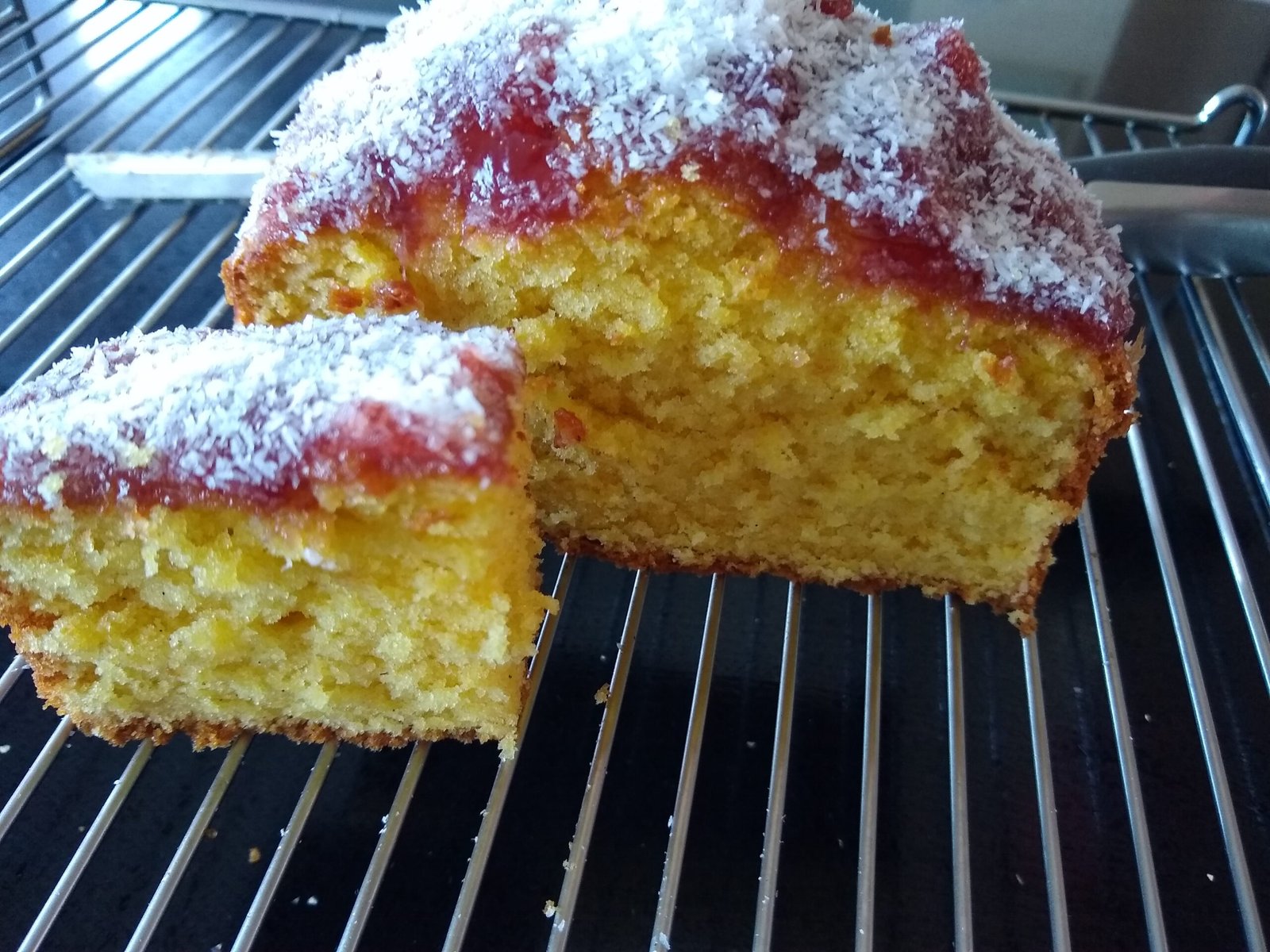 Jam and Coconut Sponge with Pink Custard | British Born Chinese Food